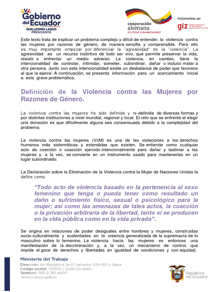 Violencia de Género: Definición y Tipos | PDF | La violencia contra las ...