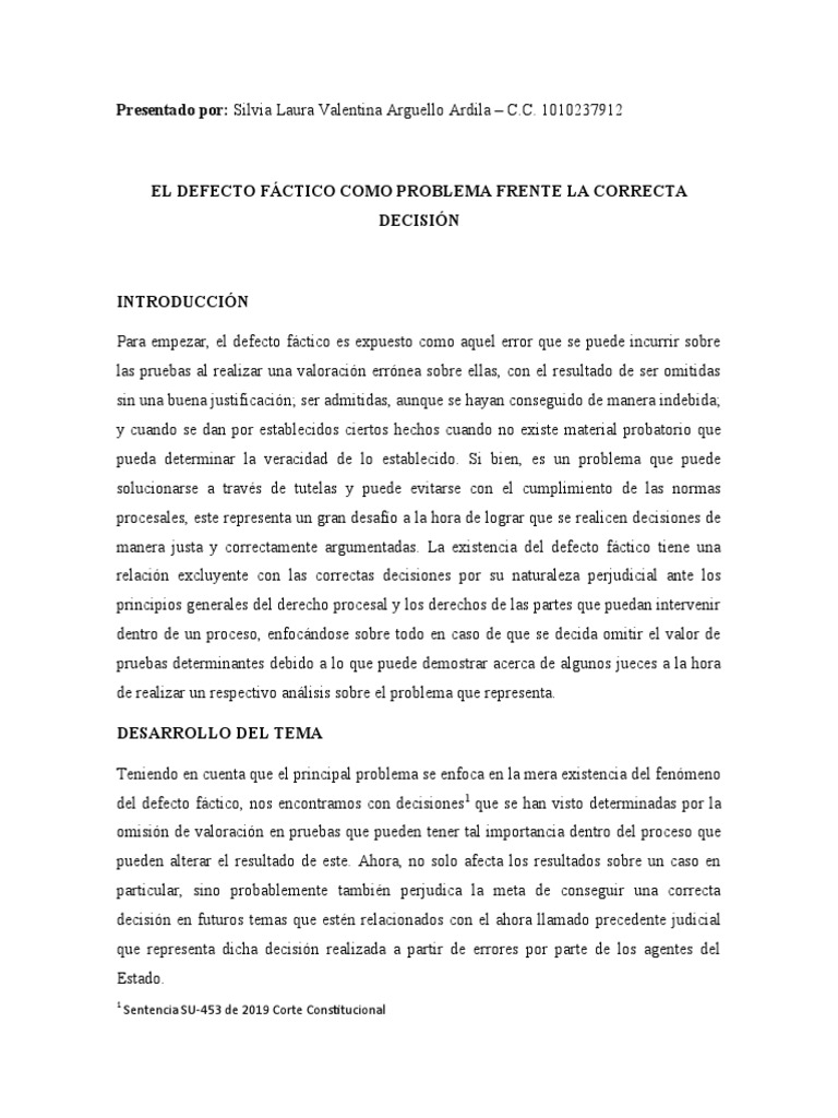 Defecto Fáctico y Decisiones Judiciales | PDF | Juez | Caso de ley