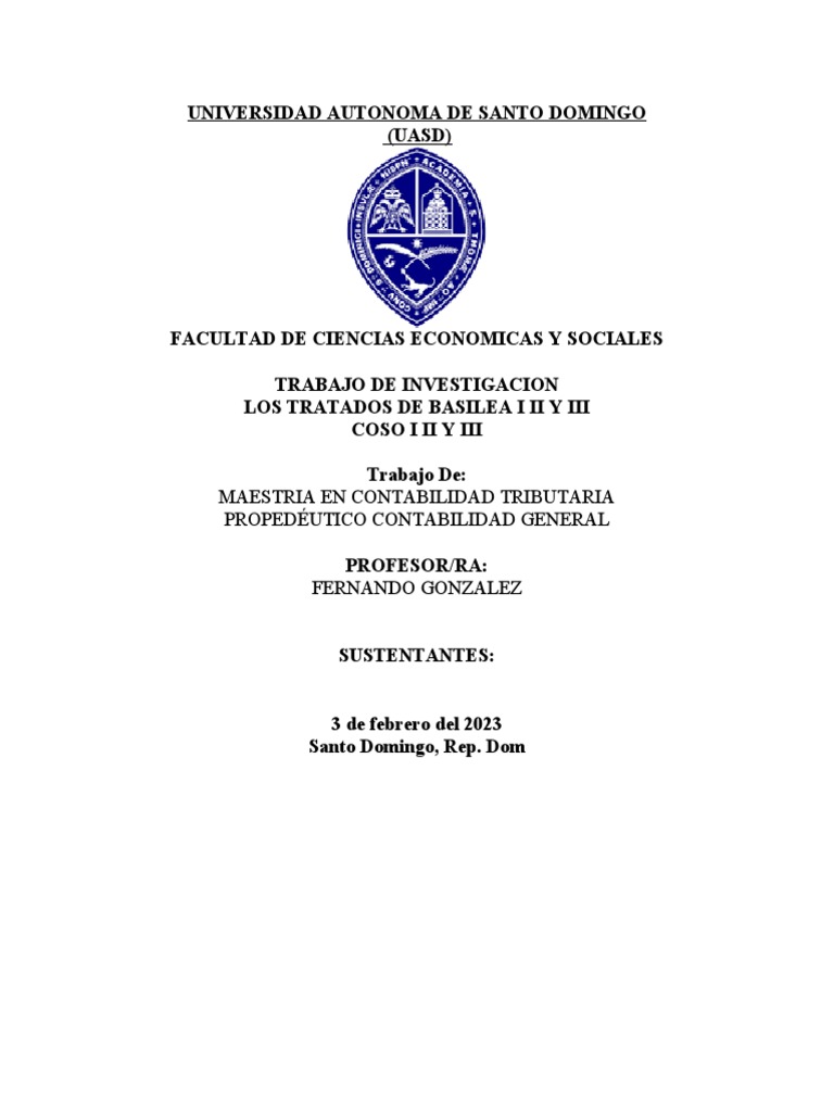 Tratados de Basilea y COSO en Contabilidad | PDF | Basilea Ii | Basilea Iii