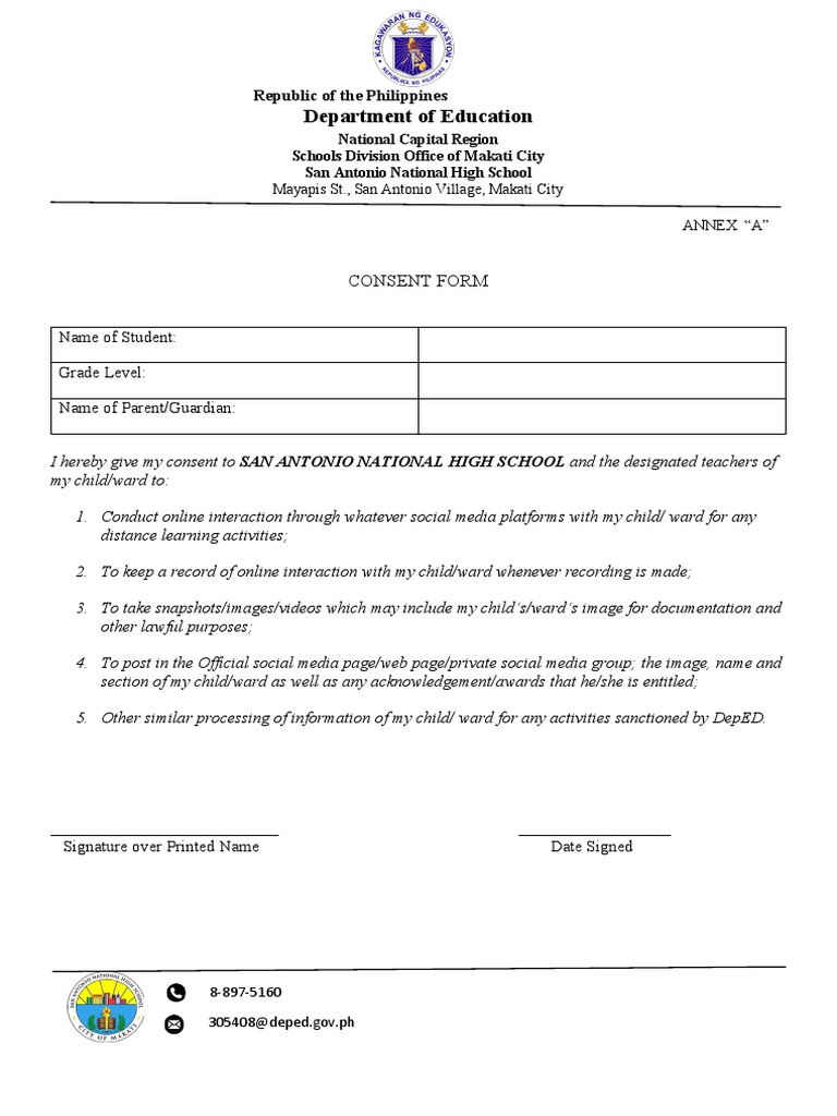Parents Consent Form | PDF