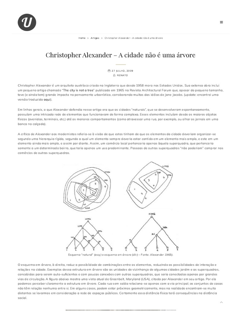 Christopher Alexander - A Cidade Não É Uma Árvore - Urbanidades - Urbanismo, Planejamento Urbano ...