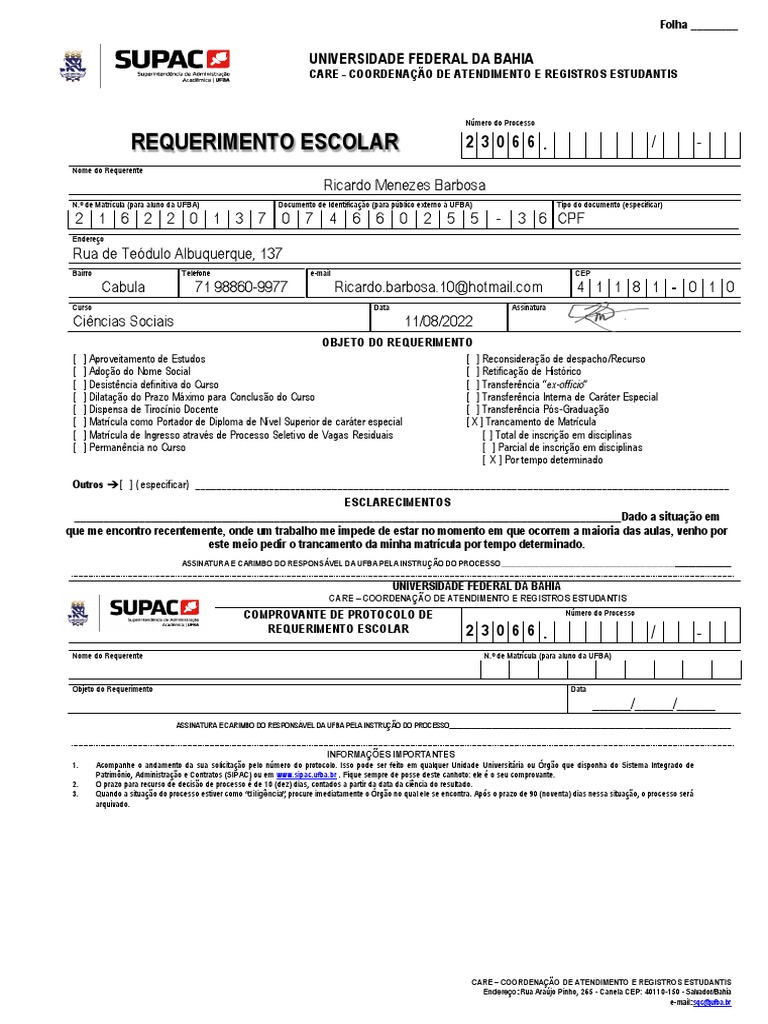 Requerimento - Escolar (4) - Signed | PDF