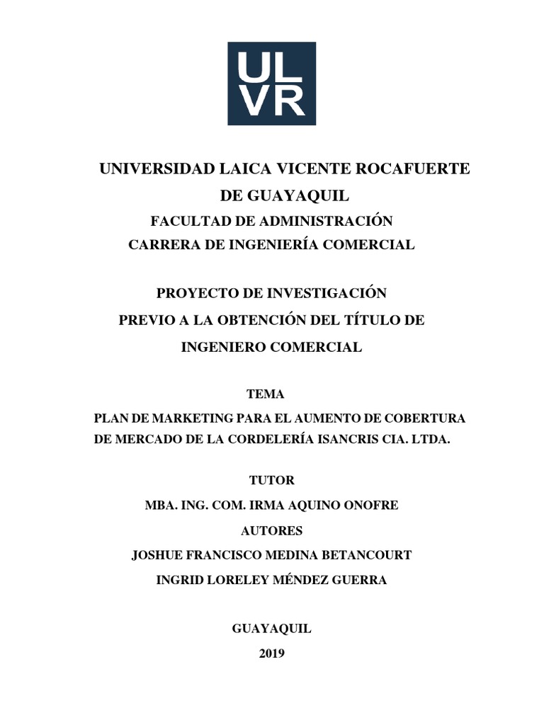 Proyecto de Investigación Plan de MKT Cordelería Isancris | PDF | Marketing | Mercado (economía)