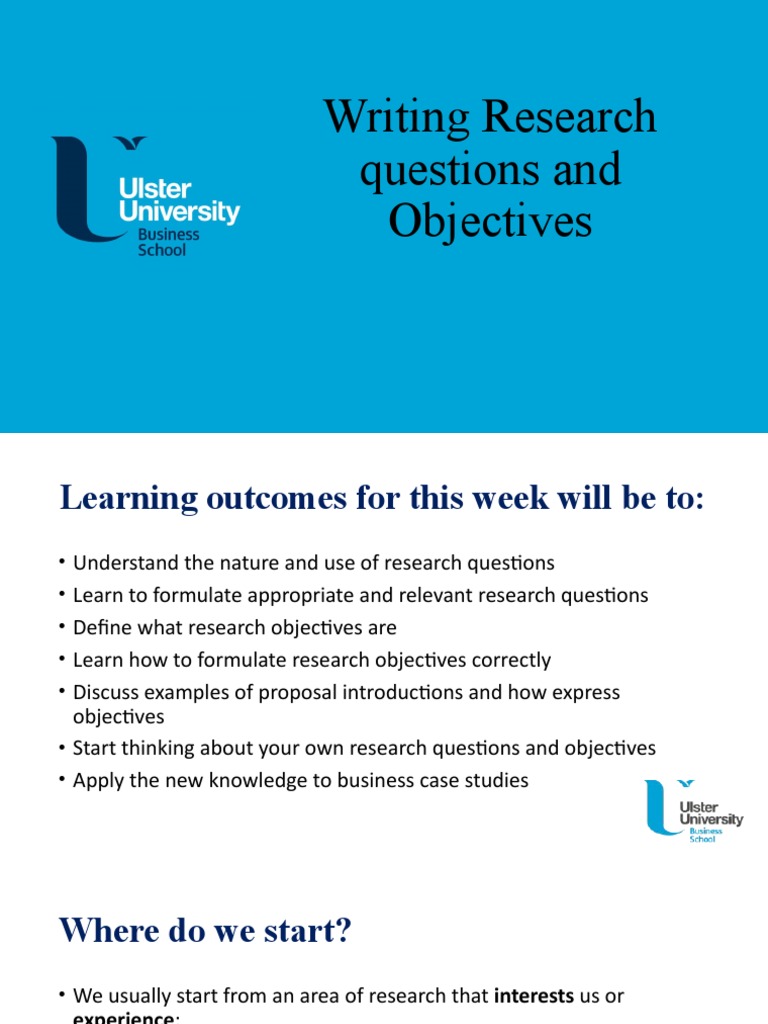 Formulating Research Questions And Objectives Seminar Pdf