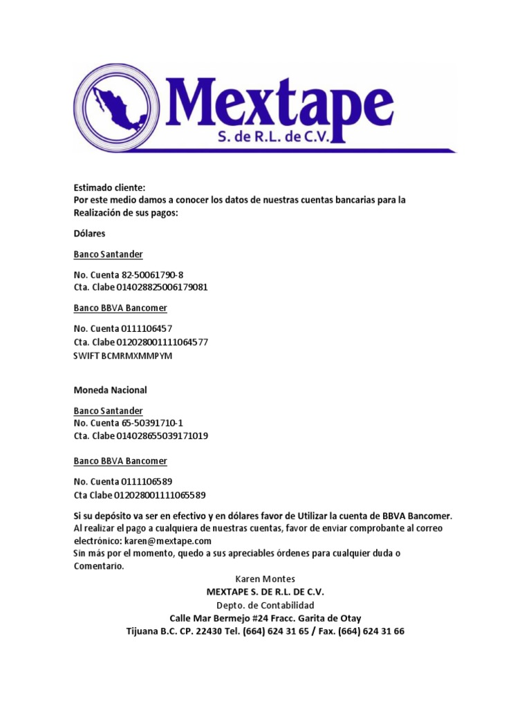 Cuentas Bancarias Santander Tijuana Mextape PDF | PDF