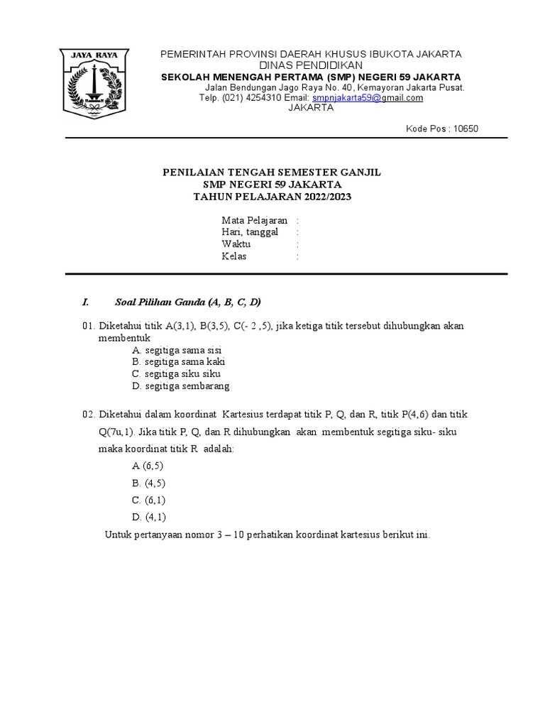31 Agustus SOAL PTS KELAS 8 SMT 1 TAHUN 2022 | PDF | Metode & Bahan Ajar