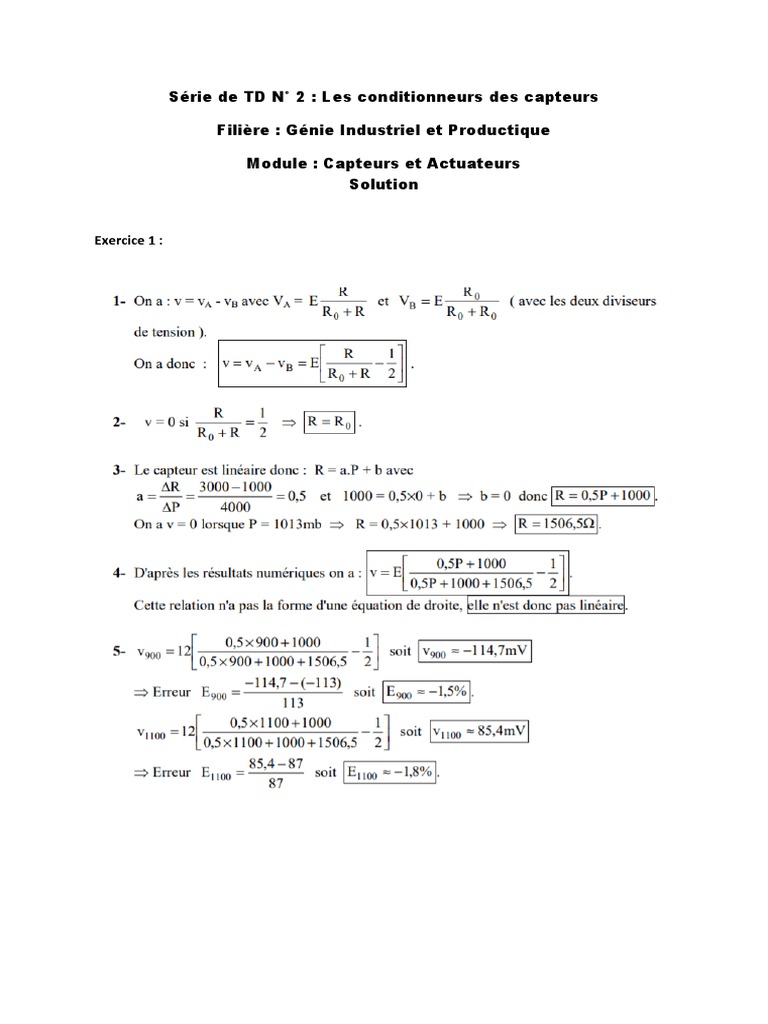 Solution Ex 1 Et 2 TD2 PDF | PDF | Technologie et ingénierie