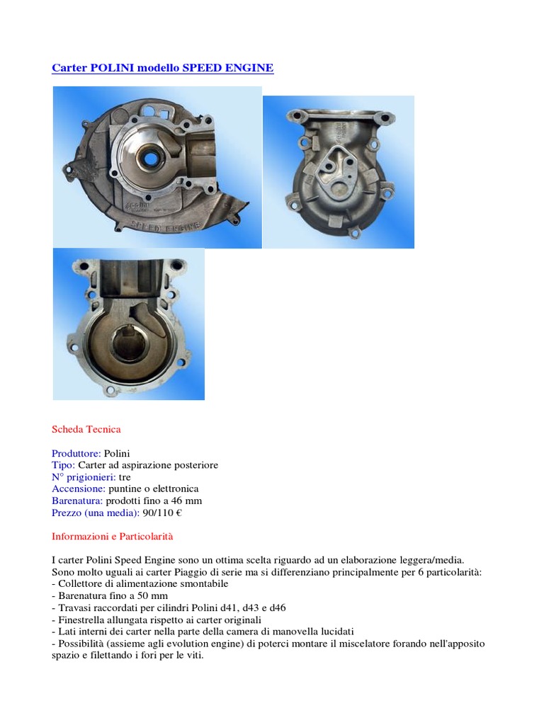 Carter Polini Modello Speed Engine | PDF