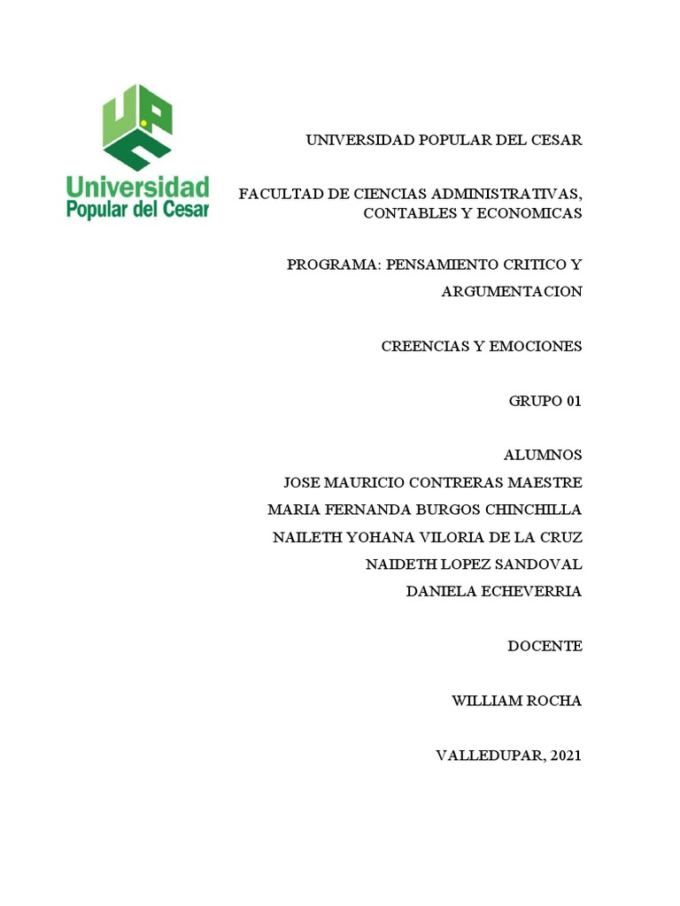 Creencias Y Emociones Pdf Las Emociones Evidencia