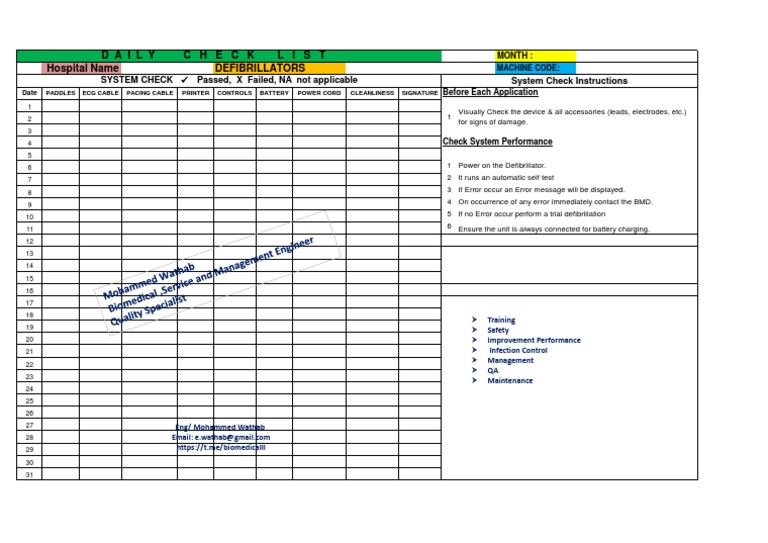 DEFBRILLATOR Check List PDF | PDF | Electrical Engineering | Computing