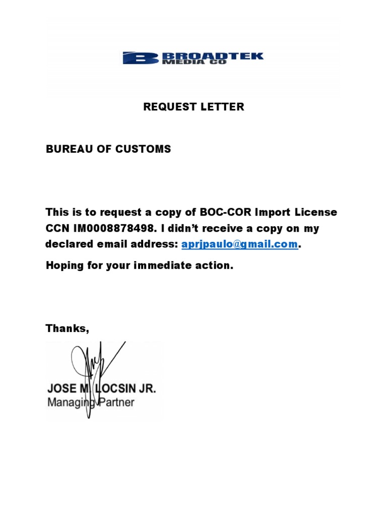 Request Letter | PDF