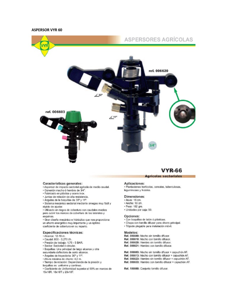 Catálogo ASPERSOR VYR 66 | PDF