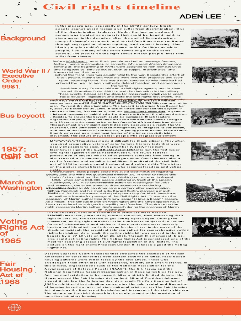 The Timeline Civil Right Movements Aden Lee | PDF | March On Washington ...