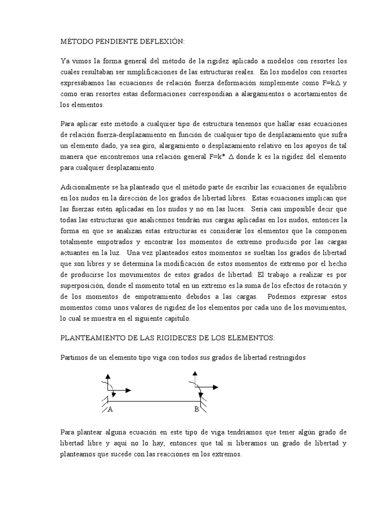 Método Pendiente Deflexión | PDF | Ecuaciones | Rigidez