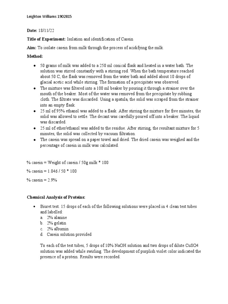 Lab 10 | PDF | Filtration | Milk
