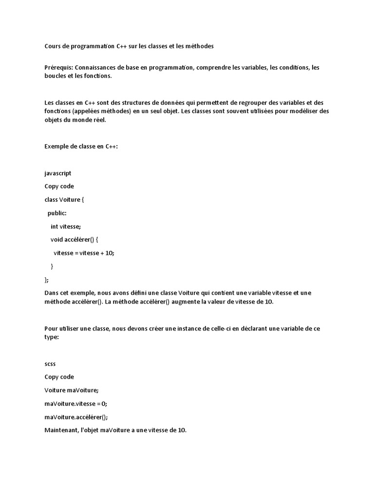 Cours de Programmation C | PDF | Classe (informatique) | C