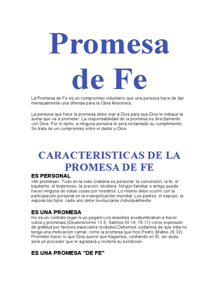 Promesa de Fe | PDF | Oración | Dios