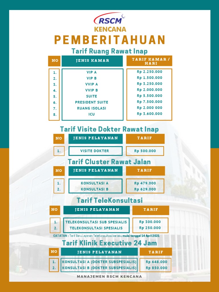 Tarif RSCM Kencana | PDF Tarif RSCM Kencana | PDF