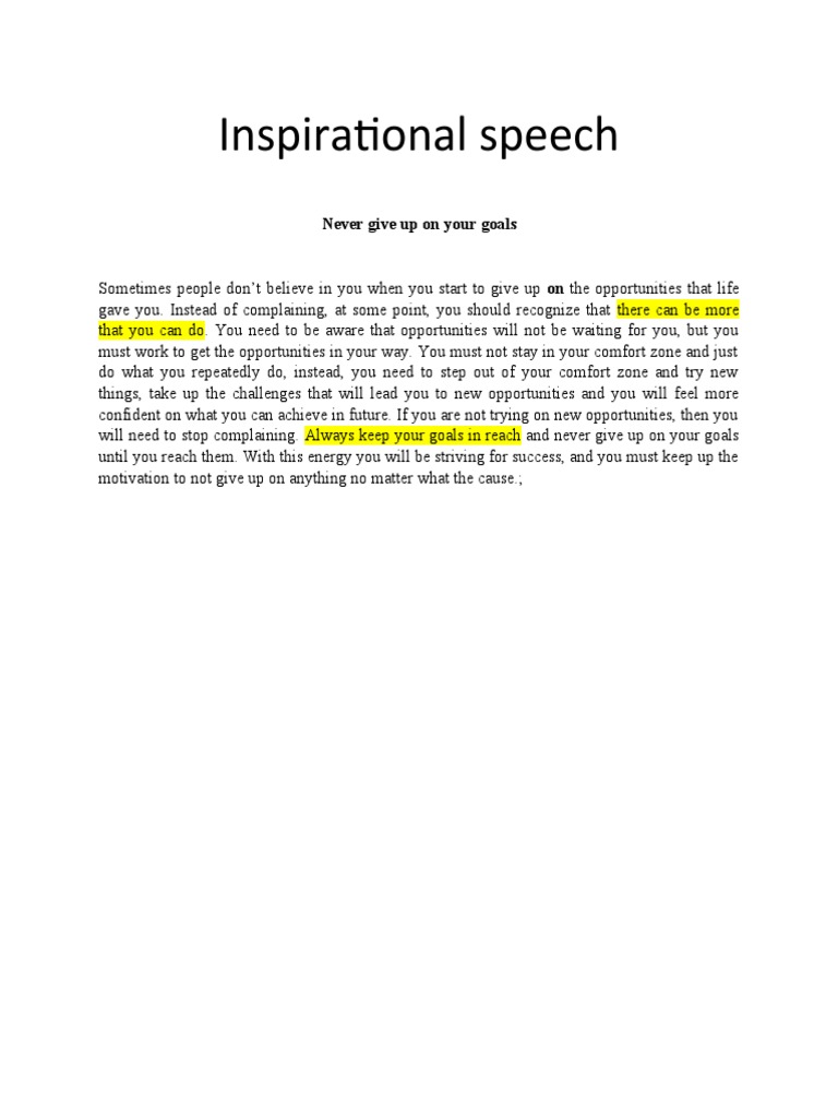 Inspirational Speech | PDF