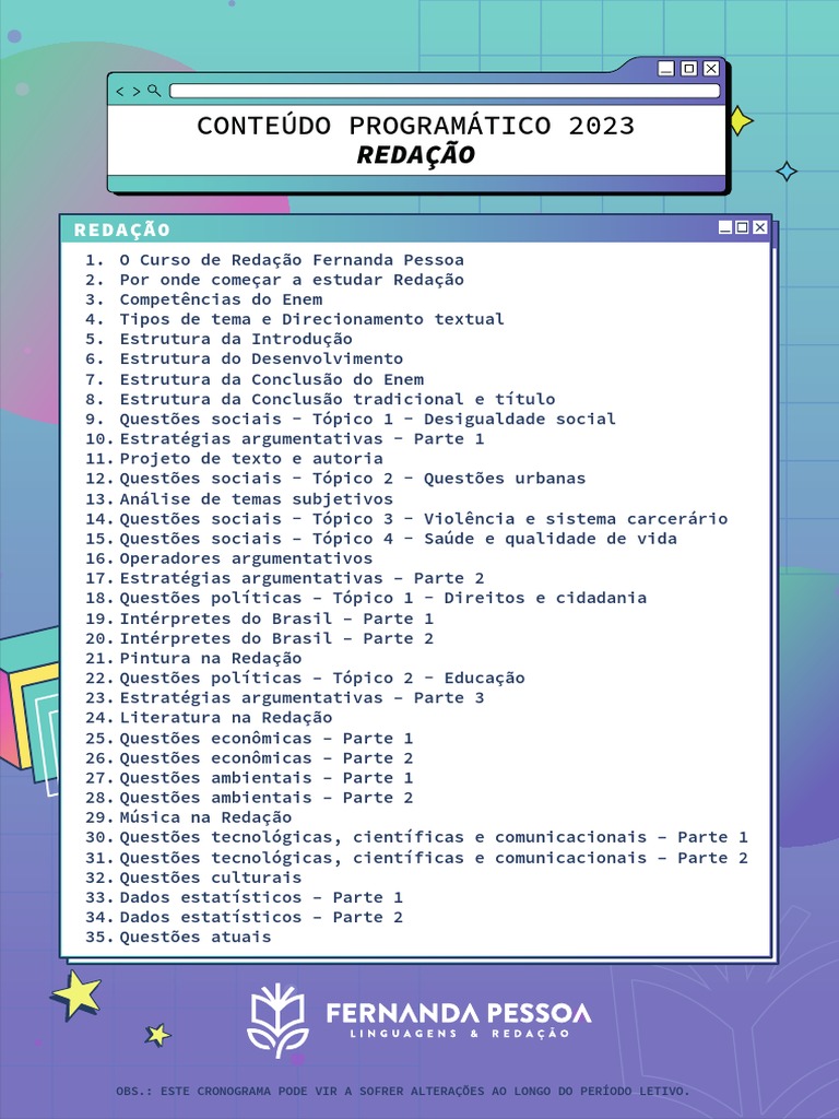 2023 ConteudoProgramatico FP Redacao | PDF