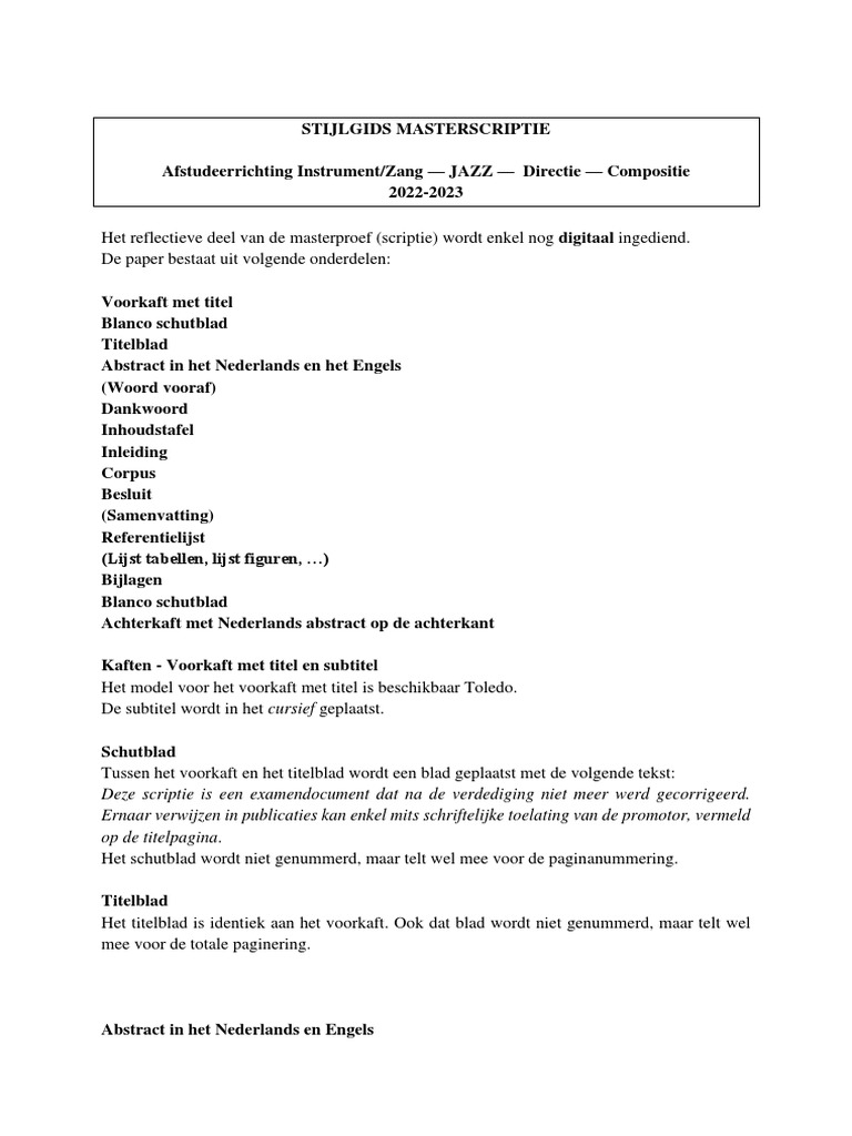 Stijlgids Masterscriptie | PDF