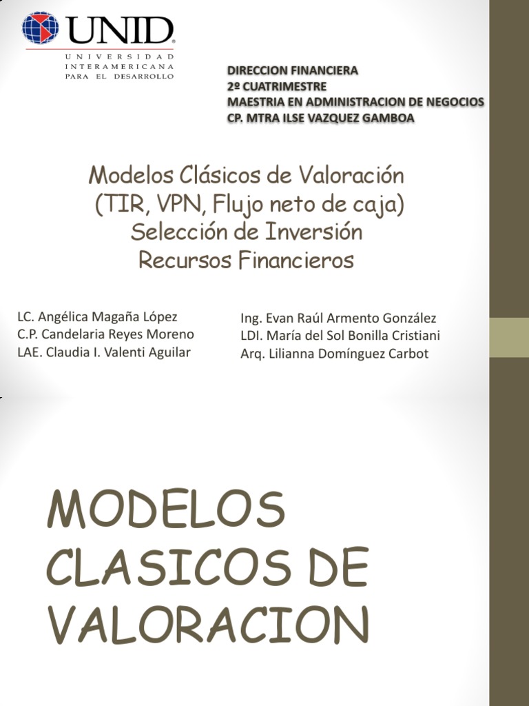 Modelos Clasicos de Valoracion | PDF | Tasa interna de retorno | Economía Financiera