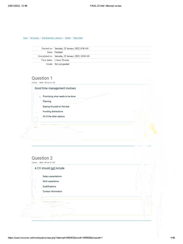 FINAL EXAM - Attempt Review HMS PDF | PDF | Leadership | Employment