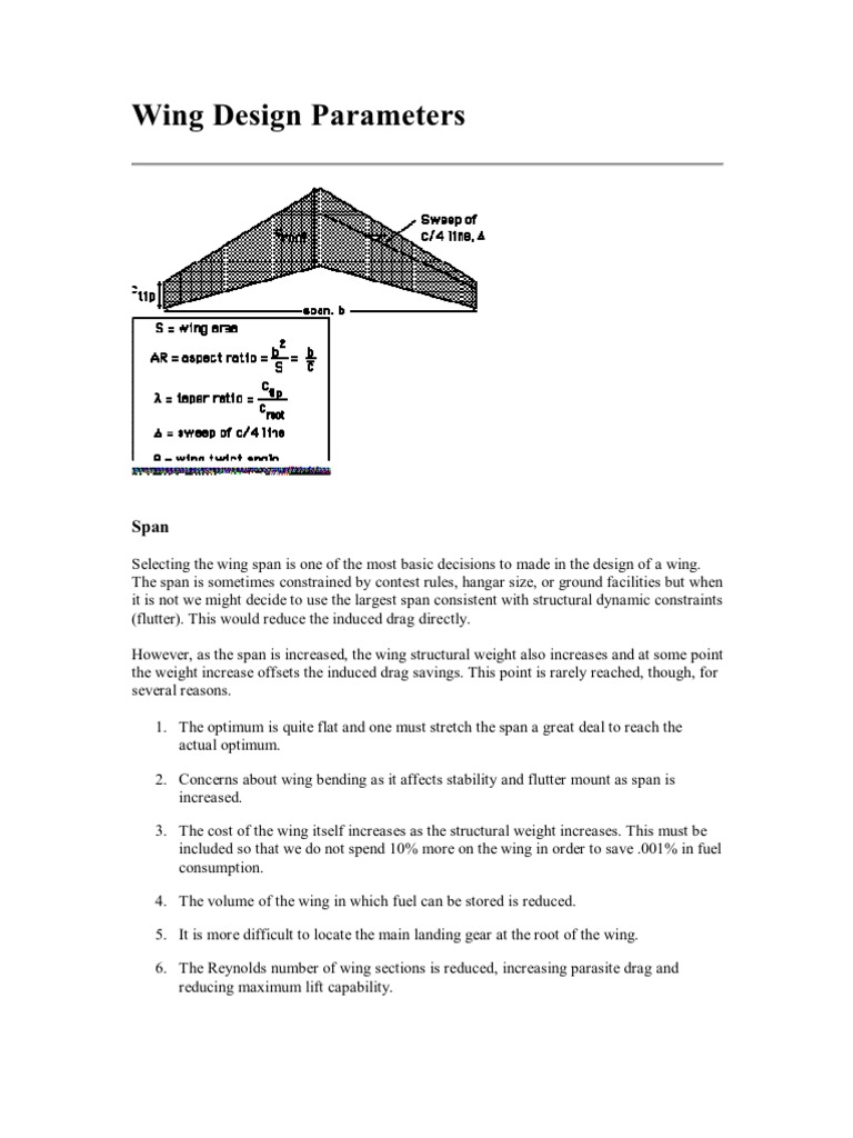 Wing Design Parameters and Ratios | PDF | Drag (Physics) | Lift (Force)