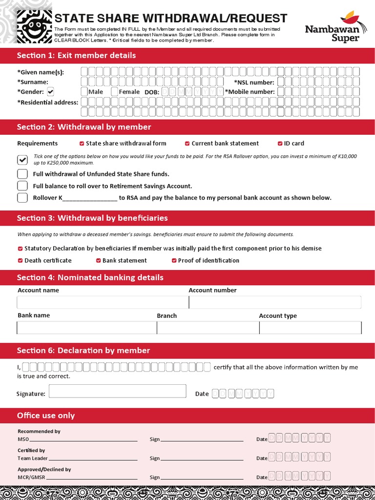 State Share Withdrawal Application Form | PDF