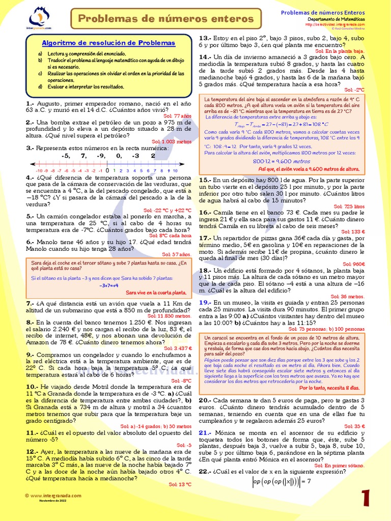 Problemas Enteros PDF | PDF | Dom | Temperatura