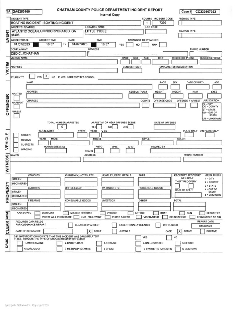 Little Tybee Police Incident Report | PDF