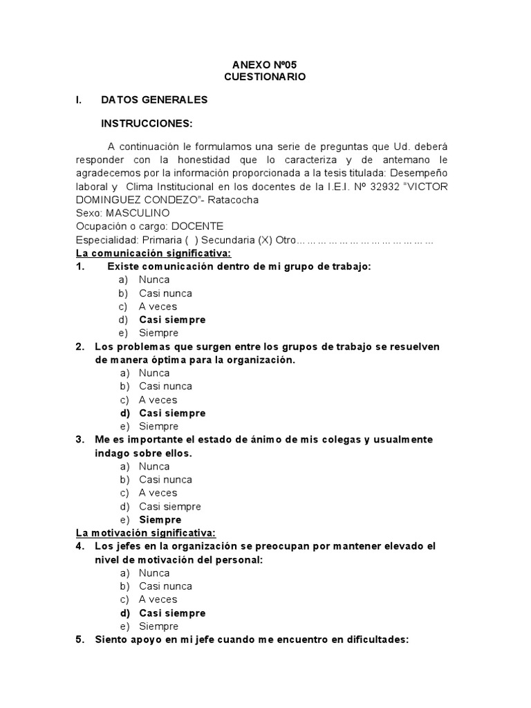Formato De Cuestionario Para Tesis