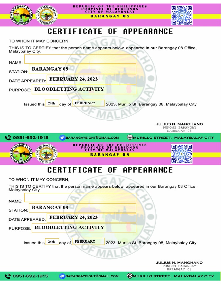 Certificate of Appearance 2023 | PDF