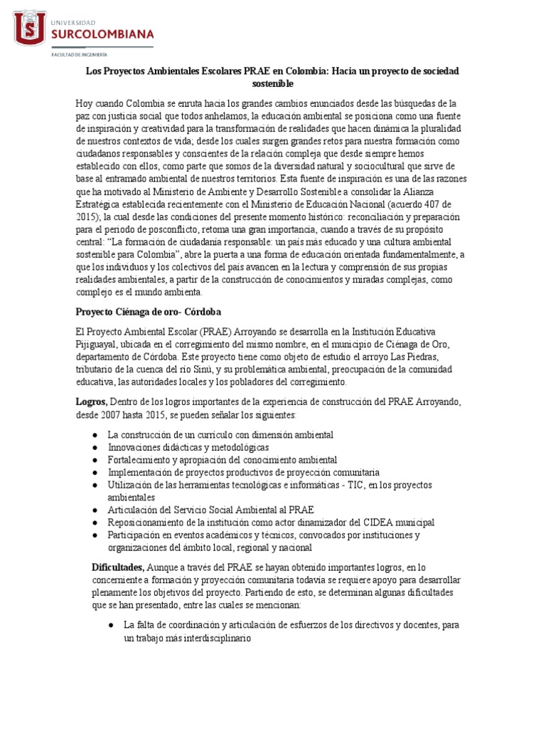 PRAE | PDF | Entorno natural | Iniciativa empresarial
