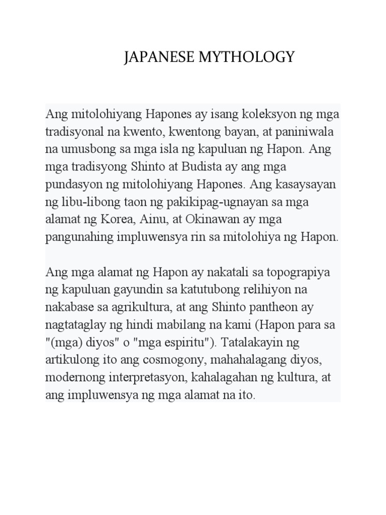 Japanese Mythology | PDF