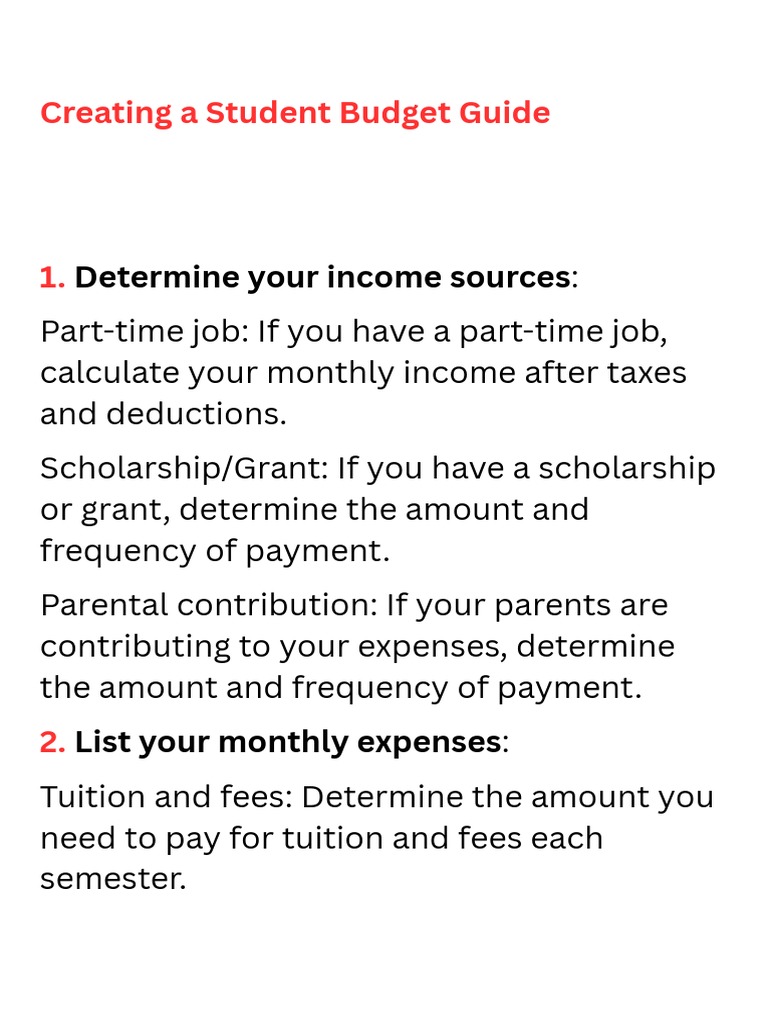 Creating A Student Budget Guide PDF | PDF