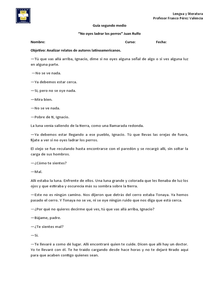 Guía No Oyes Ladrar Los Perros | PDF