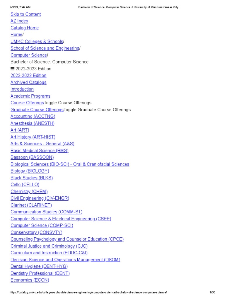Bachelor of Science - Computer Science - University of Missouri-Kansas ...