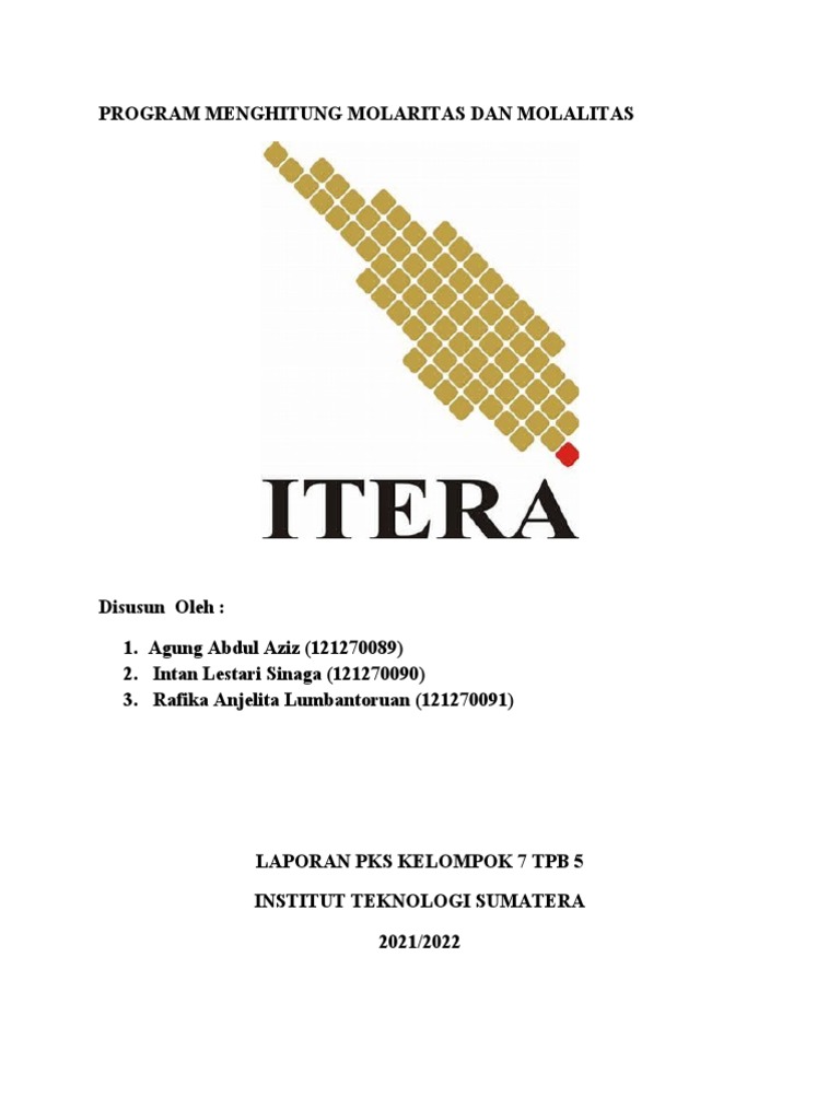 Laporan PKS PROGRAM MENGHITUNG MOLARITAS DAN MOLALITAS | PDF