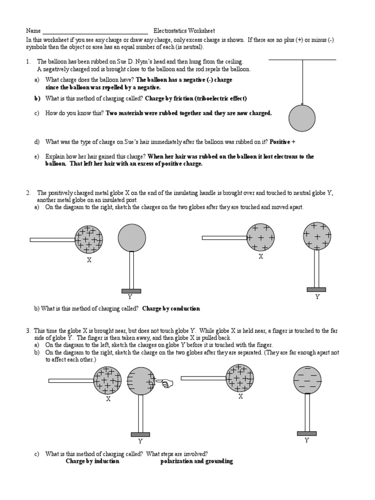 Electrostatics worksheet concepts | PDF | Electric Charge | Electricity