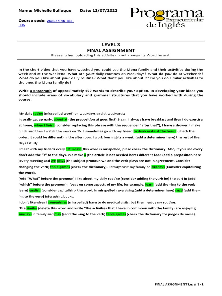 Michelle Eulloque | PDF | Verb | Syntactic Relationships