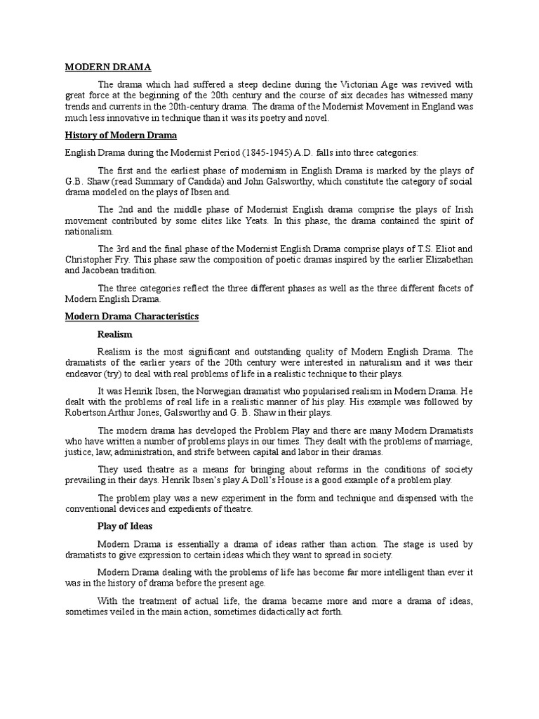 Modern Drama | PDF | English Drama | English Literature
