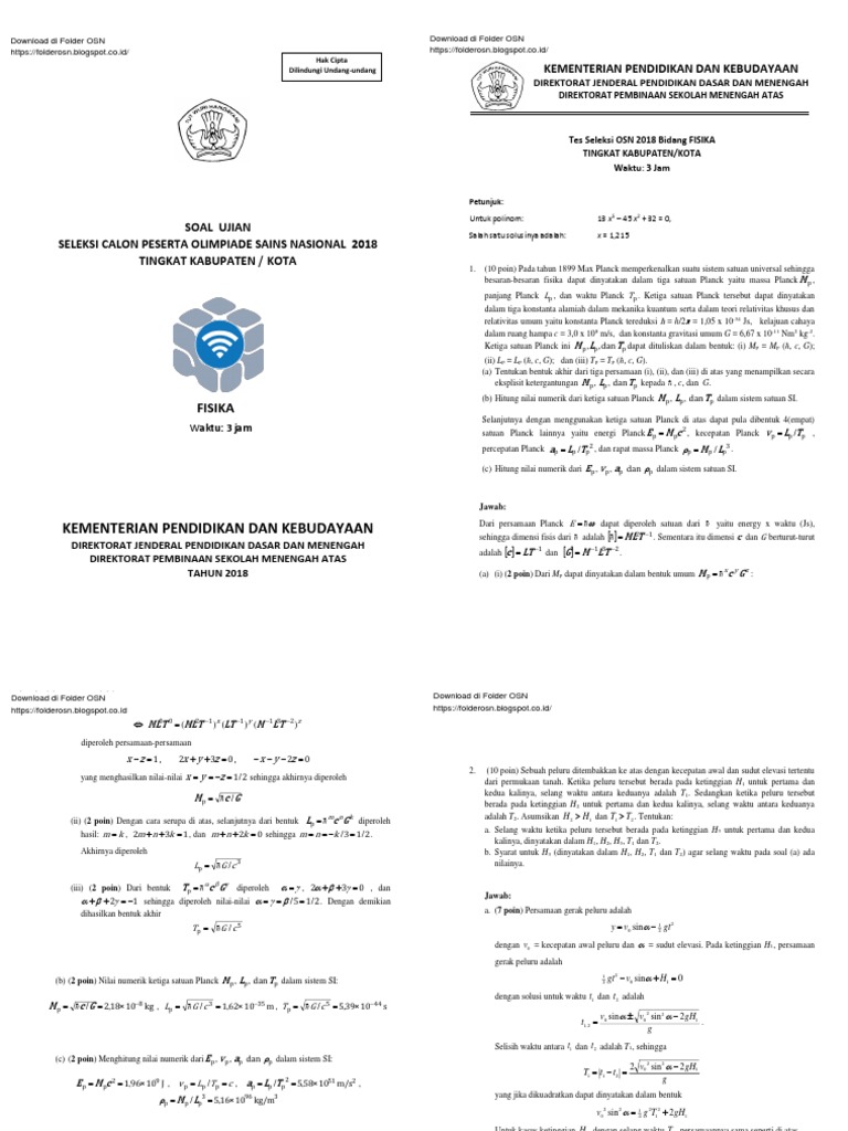 2018 Kunci OSK Fisika PDF | PDF