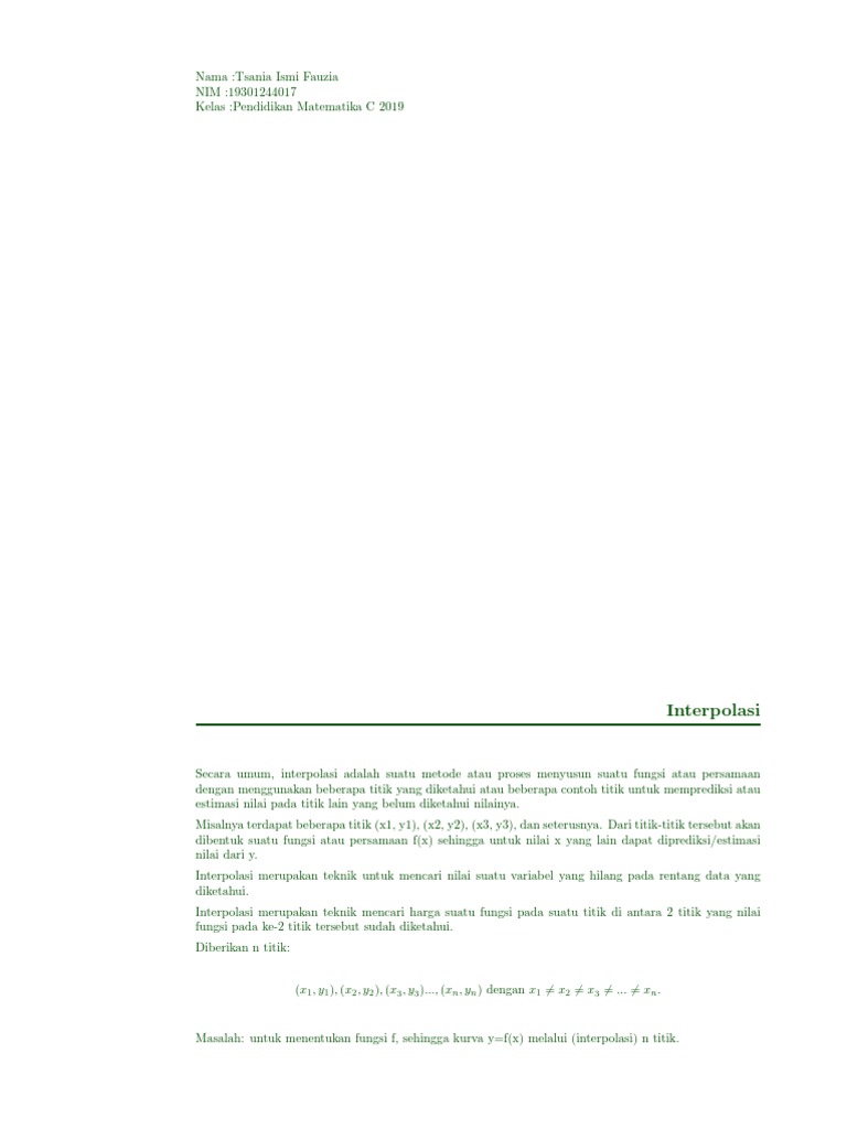 Interpolasi | PDF | Metode & Bahan Ajar