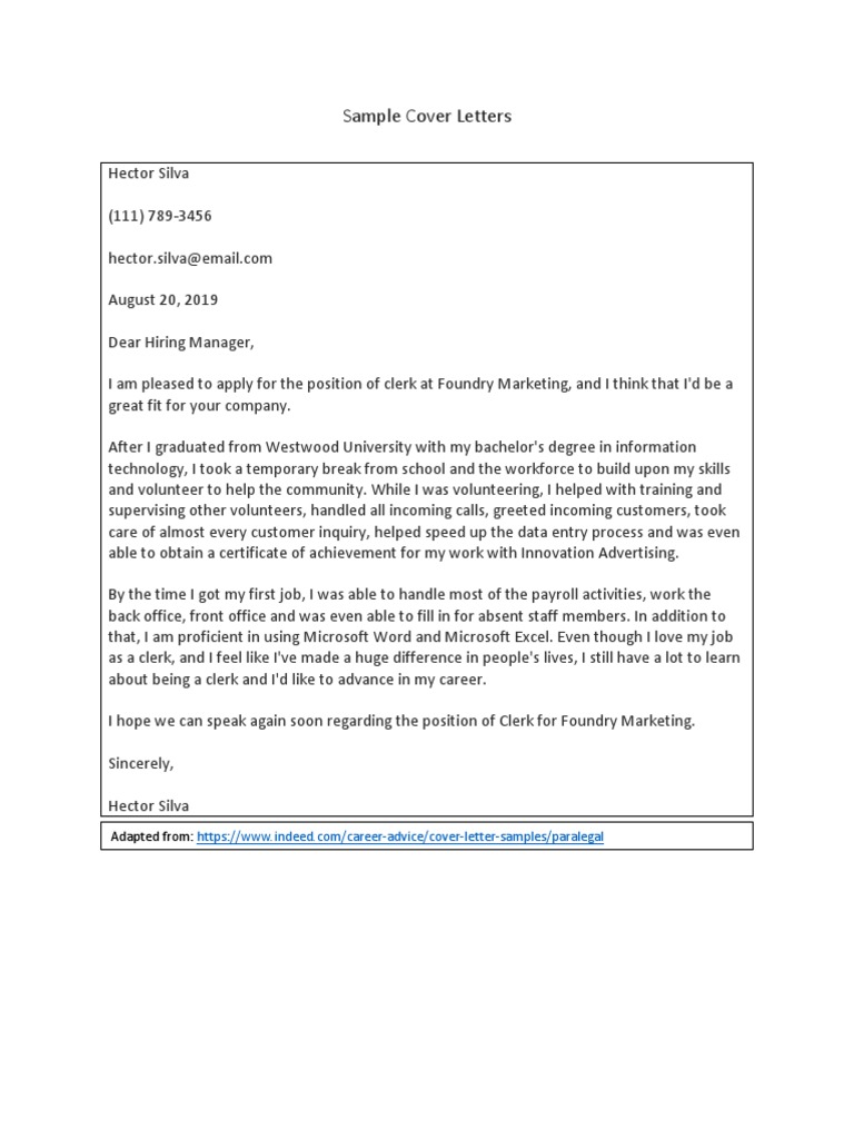 Sample Cover Letters for Job Applications | PDF | Recruitment | Human ...