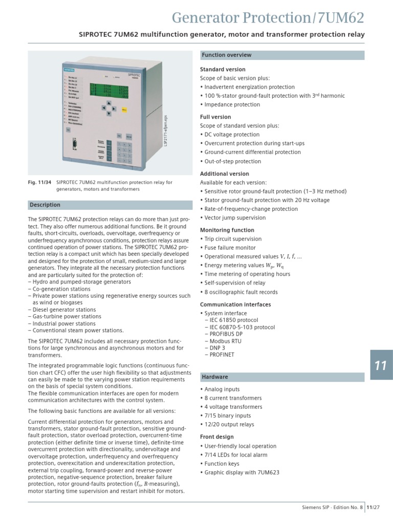 7um62 Machine Protection Automation Device Medium To High Power ...