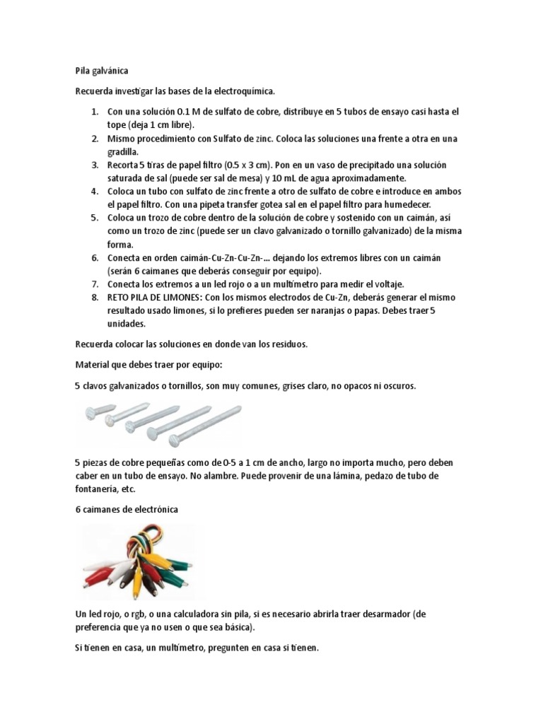 Pila galvánica: Investigando la serie electroquímica y generando ...