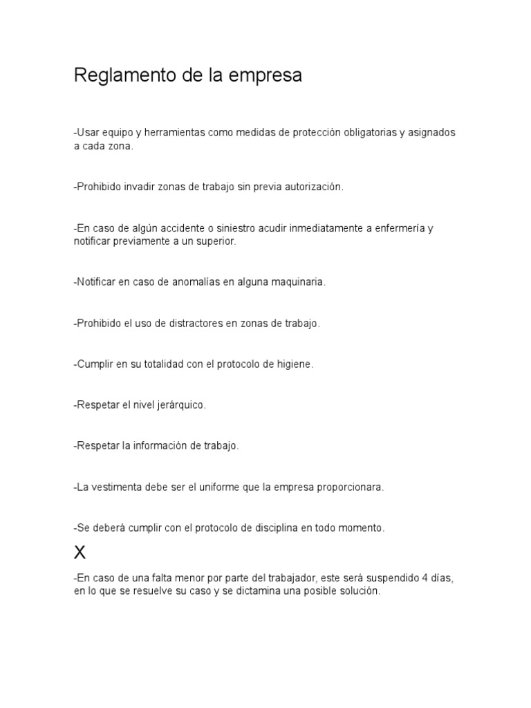 Reglamento de la empresa 2.docx | PDF