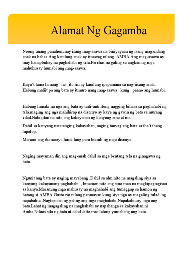 Alamat NG Gagamba | PDF