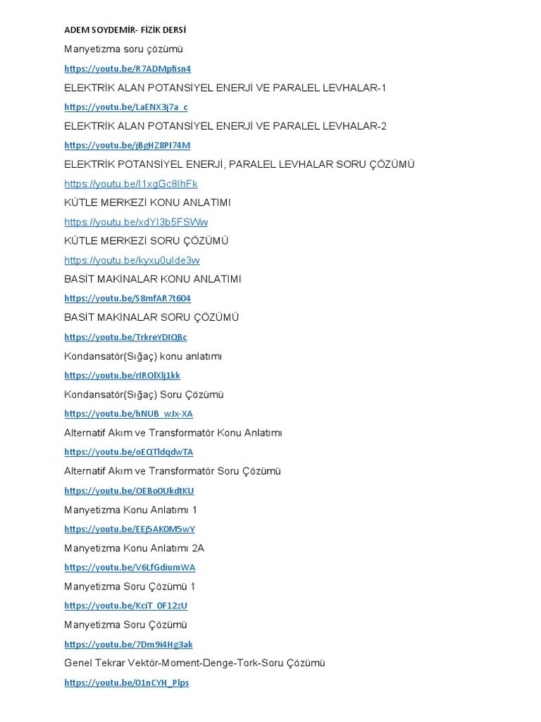 Tüm Dersler Toplu Li̇nk | PDF